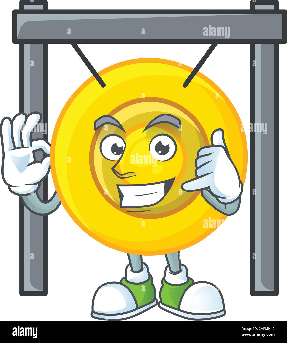 Call me funny chinese gong mascot picture style Stock Vector Image ...