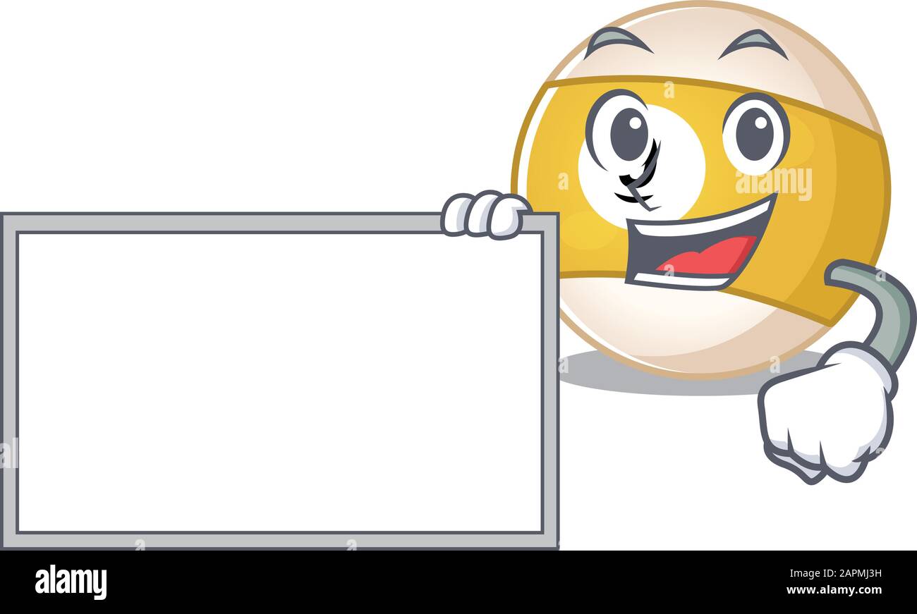 Funny billiard ball cartoon character design style with board Stock ...