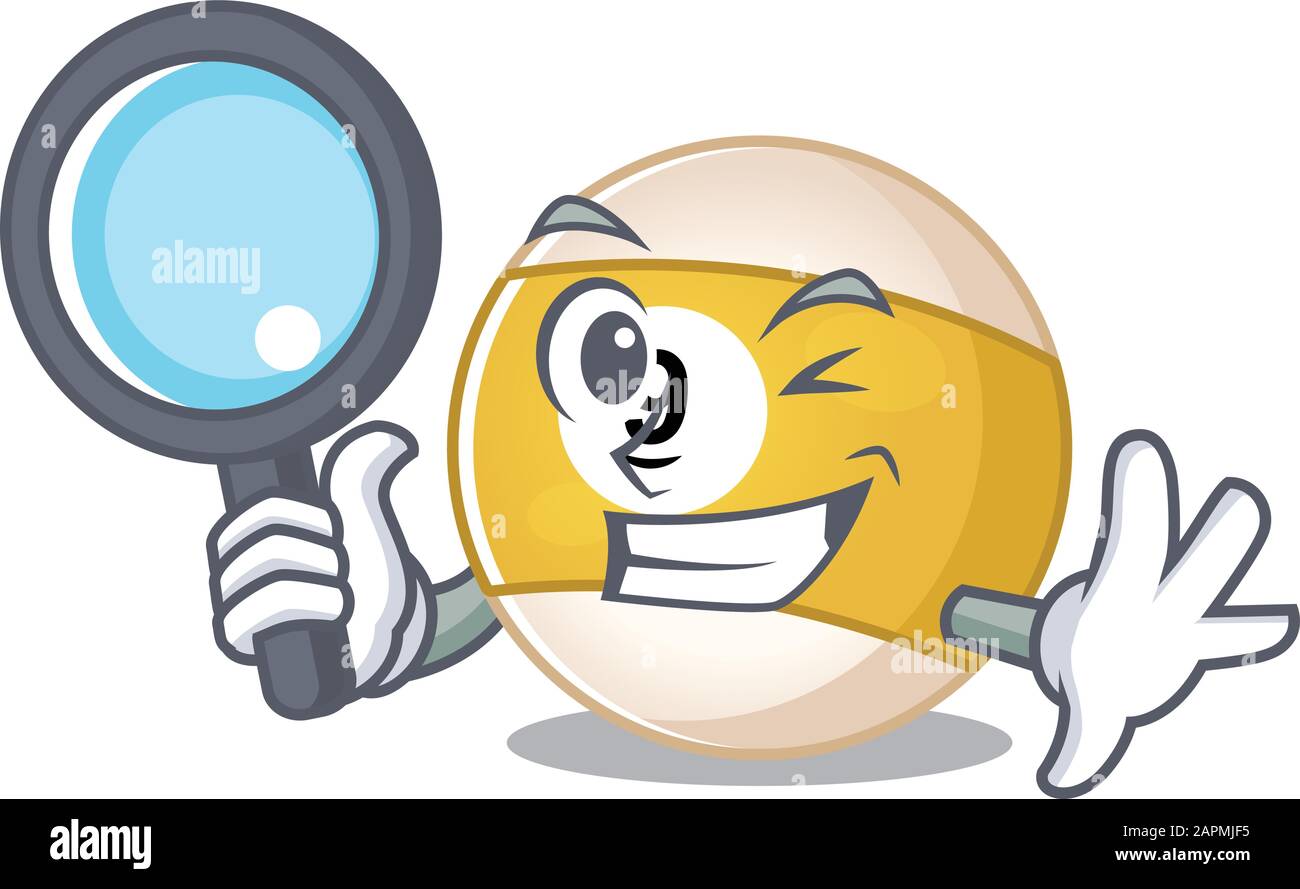 Cool and Smart billiard ball Detective cartoon mascot style Stock ...