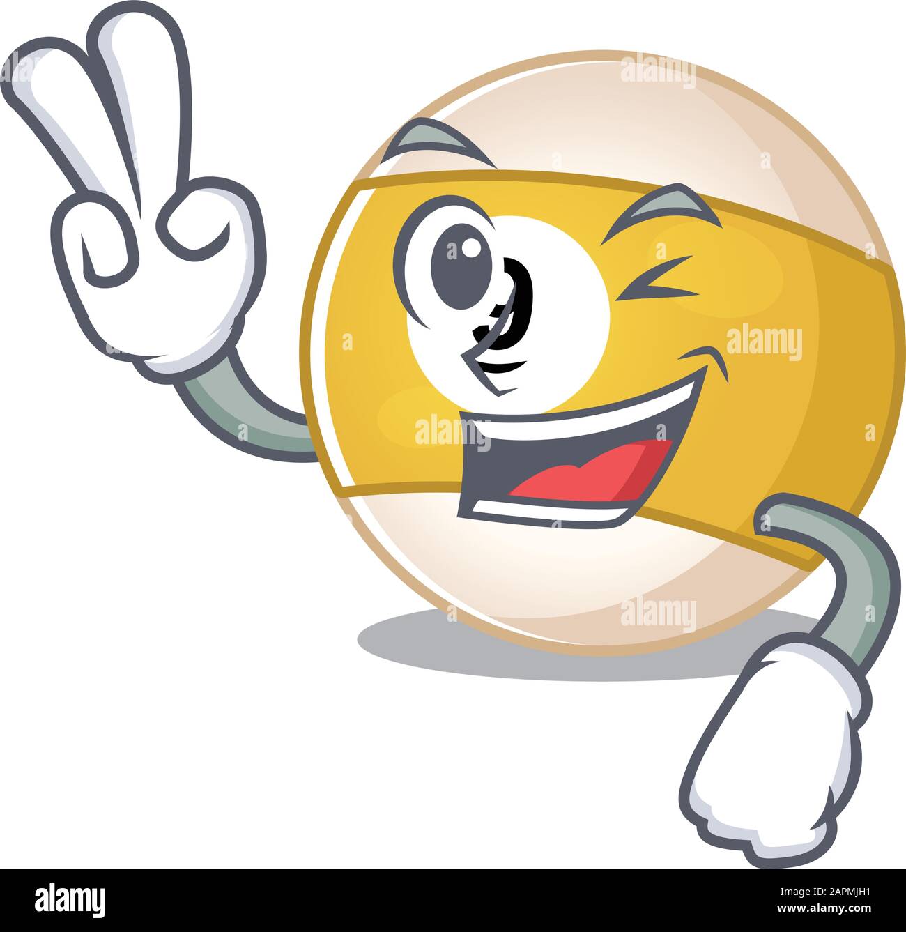 Smiley mascot of billiard ball cartoon Character with two fingers Stock ...