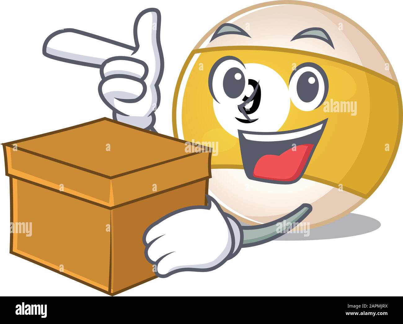 Cute billiard ball cartoon character having a box Stock Vector Image ...