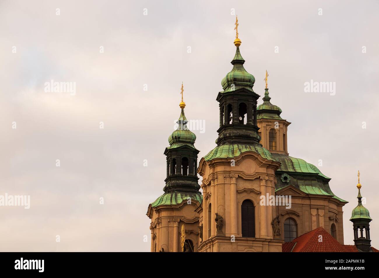 St. Nicholas Church at Old Town Square towers Stock Photo - Alamy