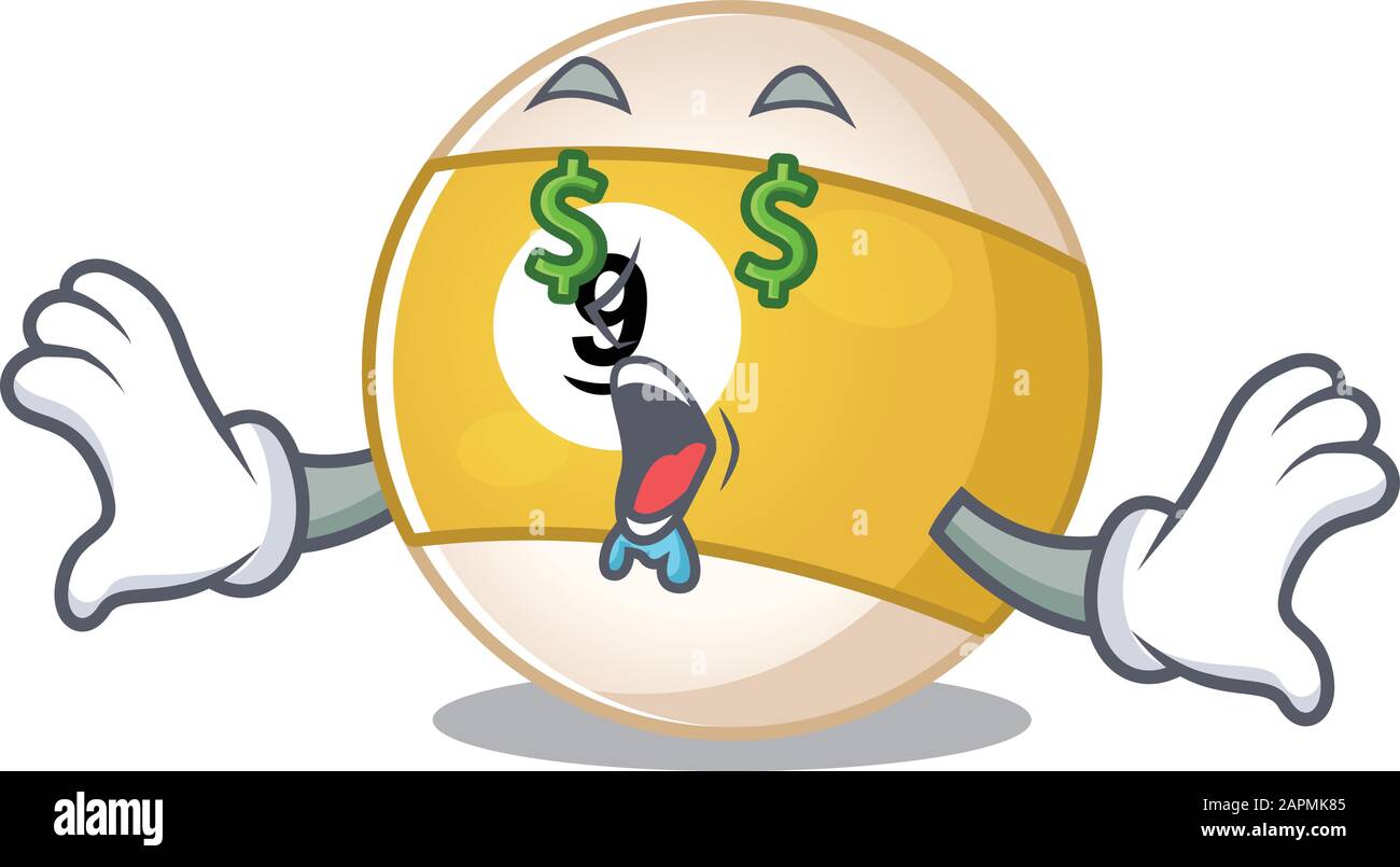 Happy rich billiard ball with Money eye cartoon character style Stock ...