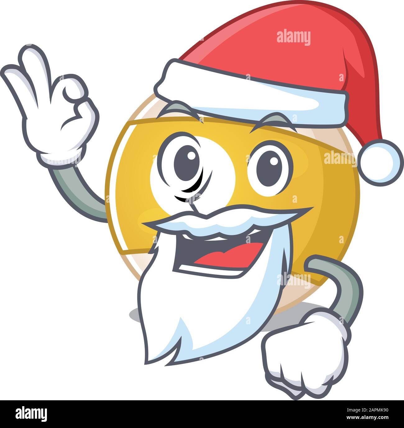 A picture of Santa billiard ball mascot picture style with ok finger ...