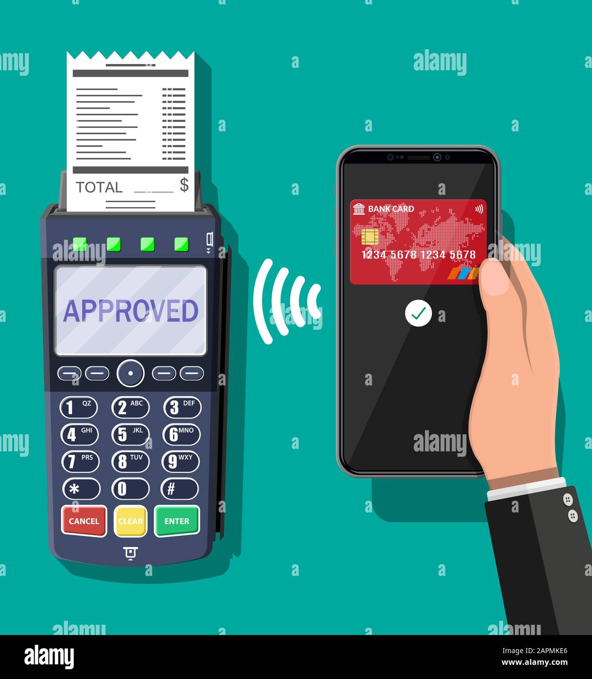 POS terminal and smartphone payment transaction Stock Vector Image ...