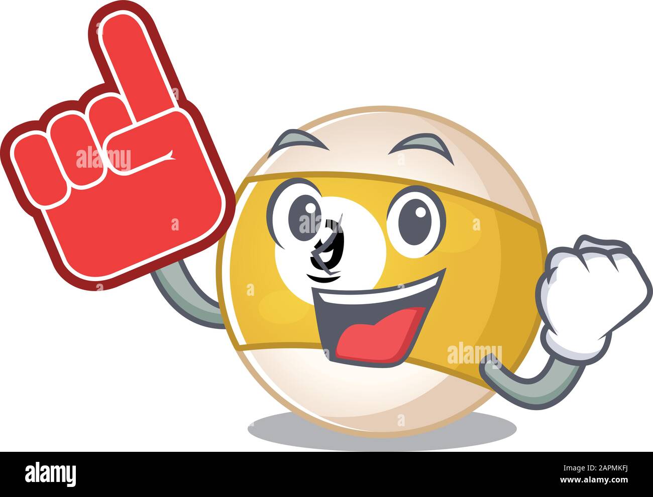 Billiard ball mascot cartoon style holding a Foam finger Stock Vector ...