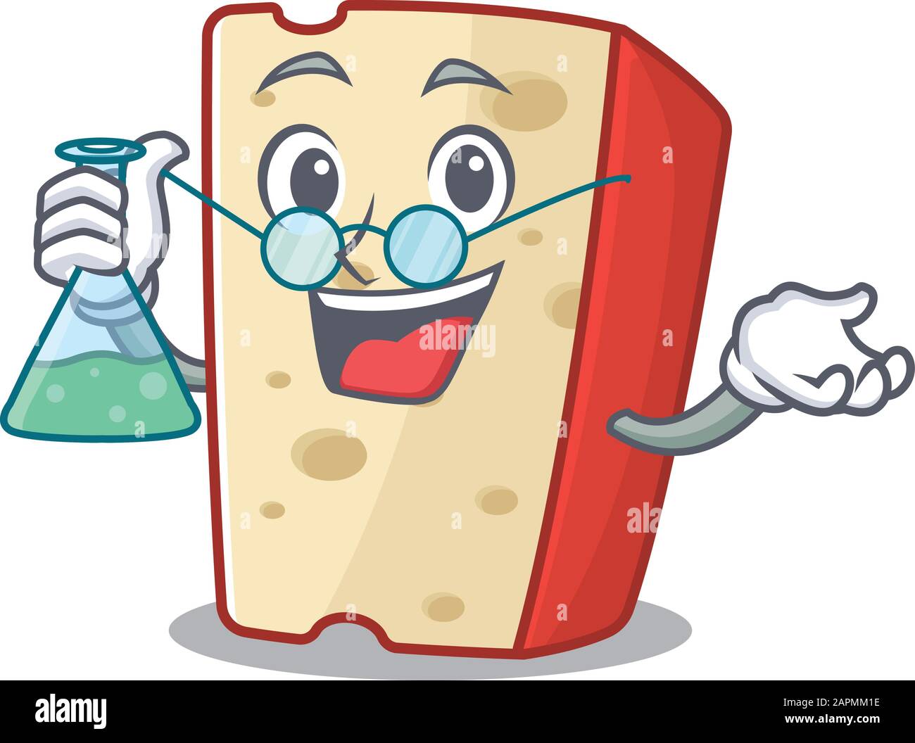 Smart Professor dutch cheese cartoon character with glass tube Stock ...