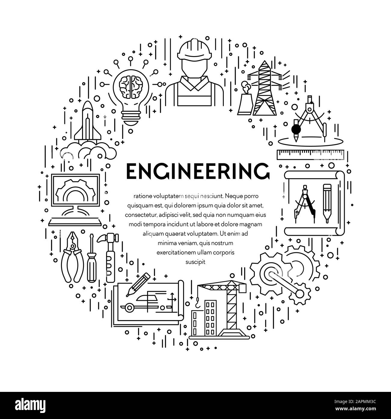 Genetics and construction, engineering line icons, machinery and ...