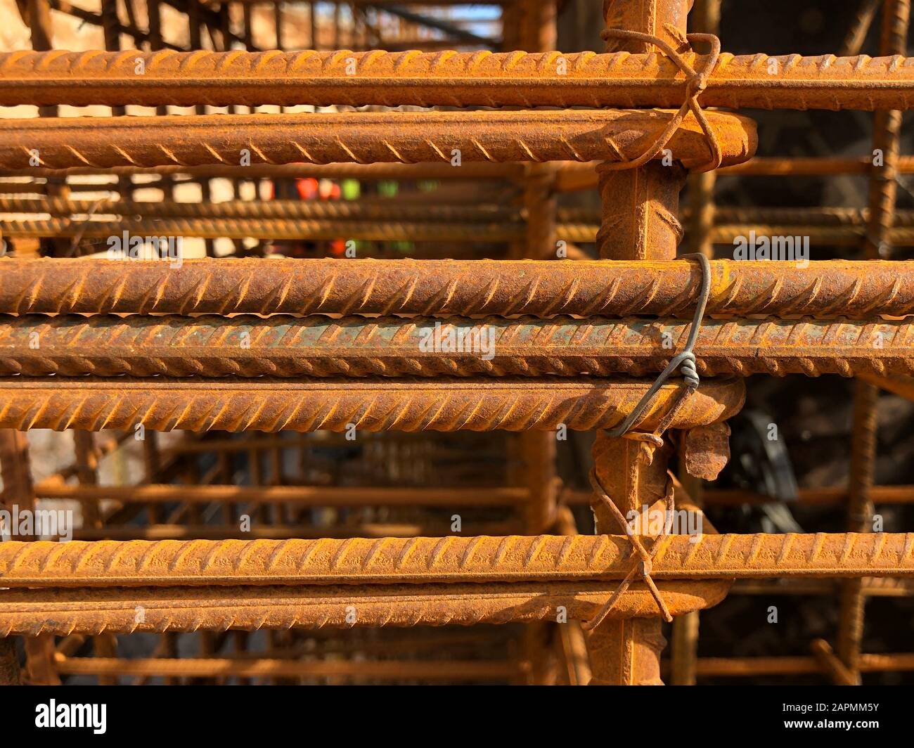 Metal reinforcement of concrete wall with metal clamps Stock Photo - Alamy
