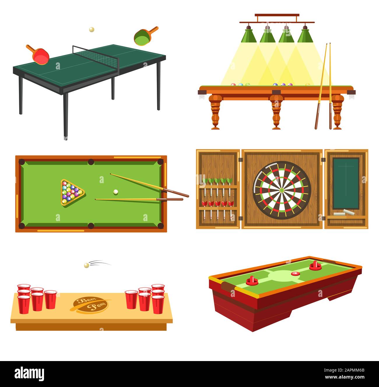 Table games concept and different sporting equipment Stock Vector Image ...