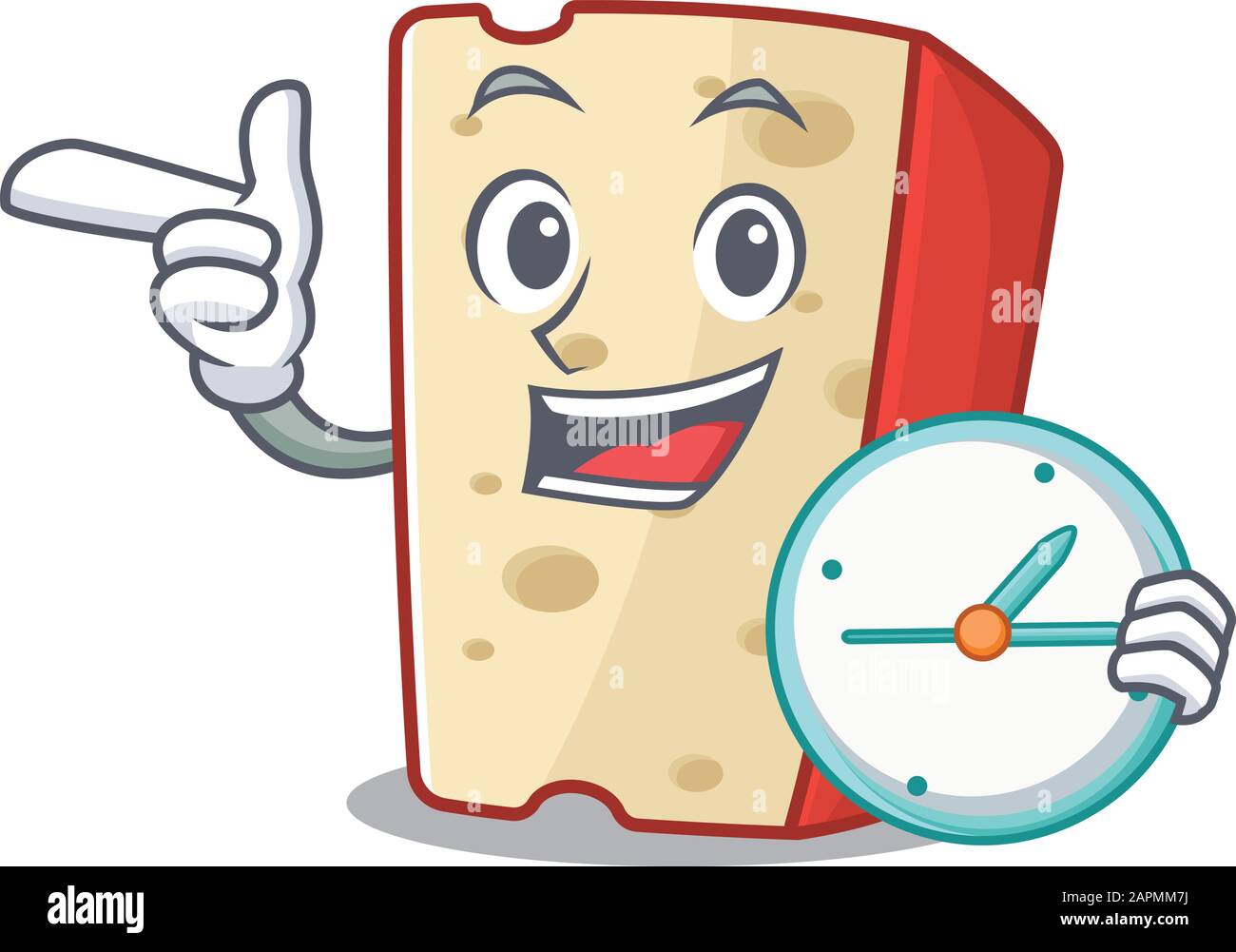 cartoon character style dutch cheese having clock Stock Vector Image ...