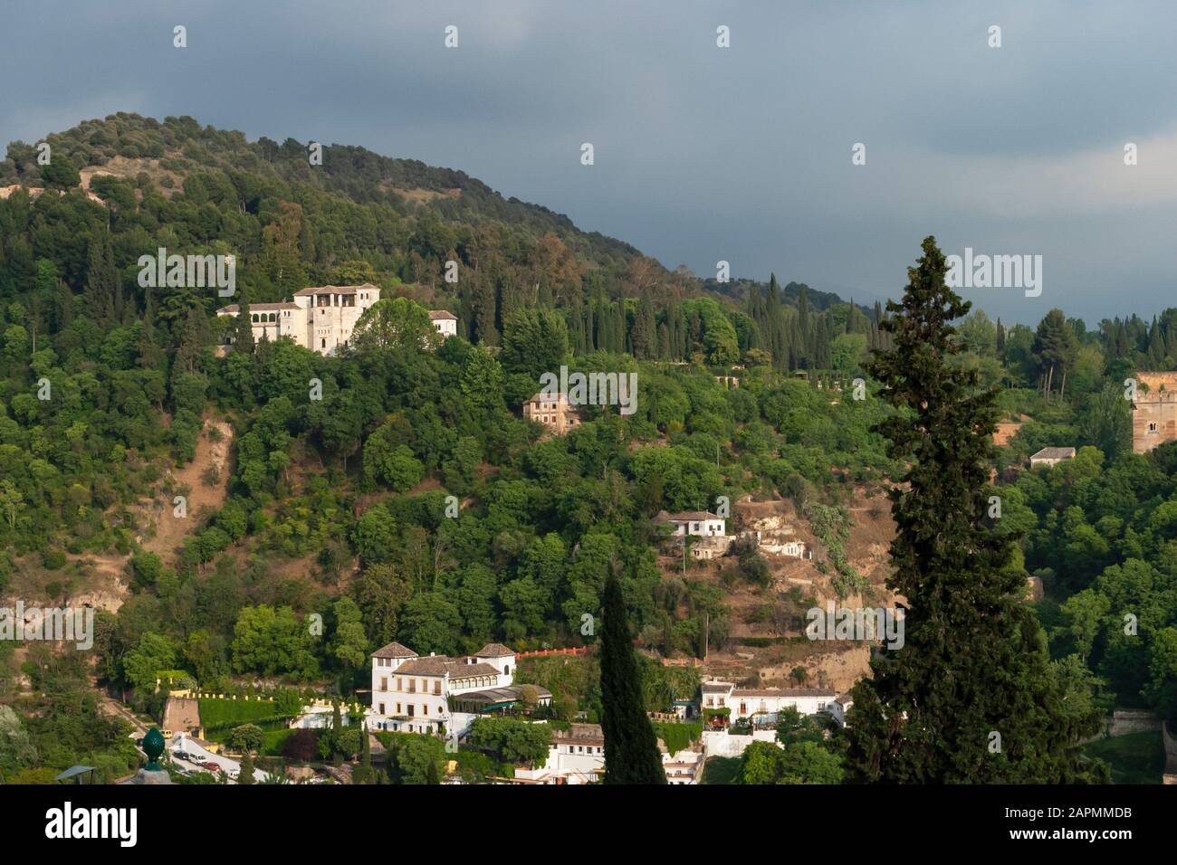 The Generalife Castle on Hill of the Sun (Cerro del Sol) as seen from ...