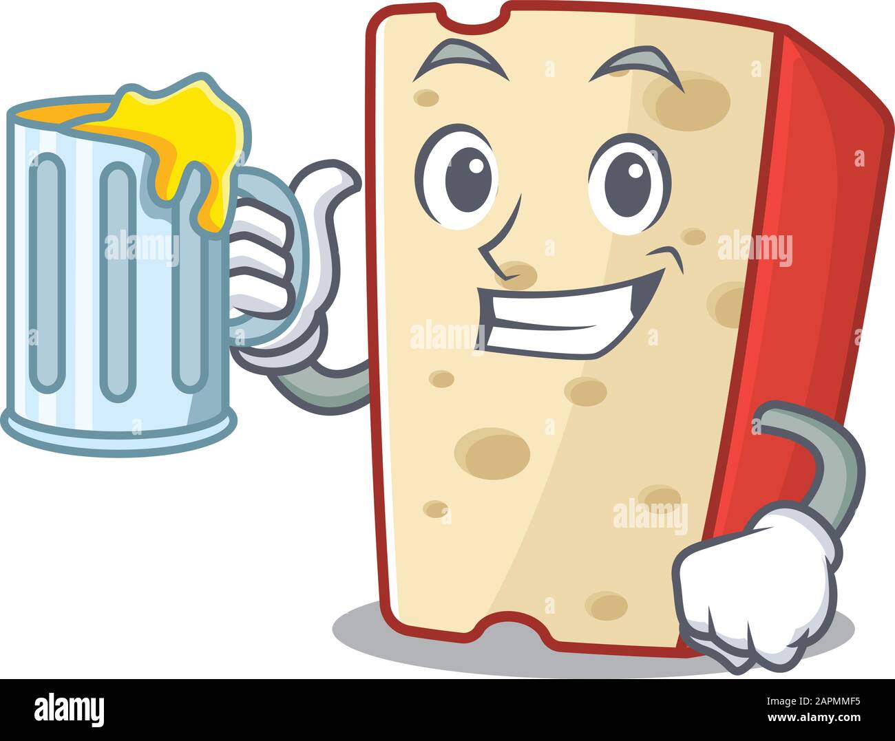 Happy dutch cheese mascot design with a big glass Stock Vector Image ...
