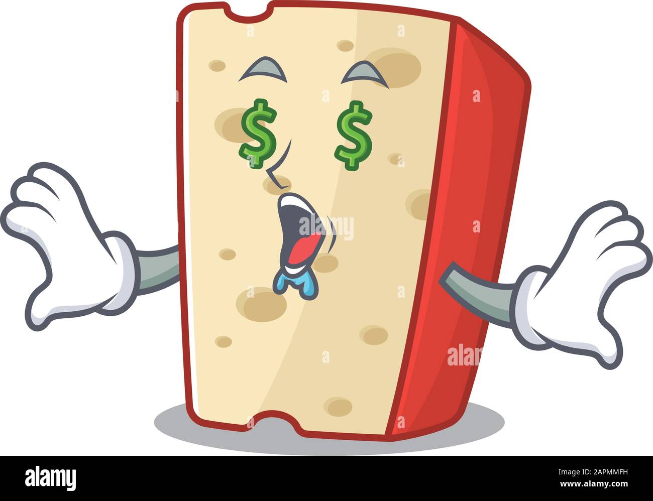 Happy rich dutch cheese with Money eye cartoon character style Stock ...