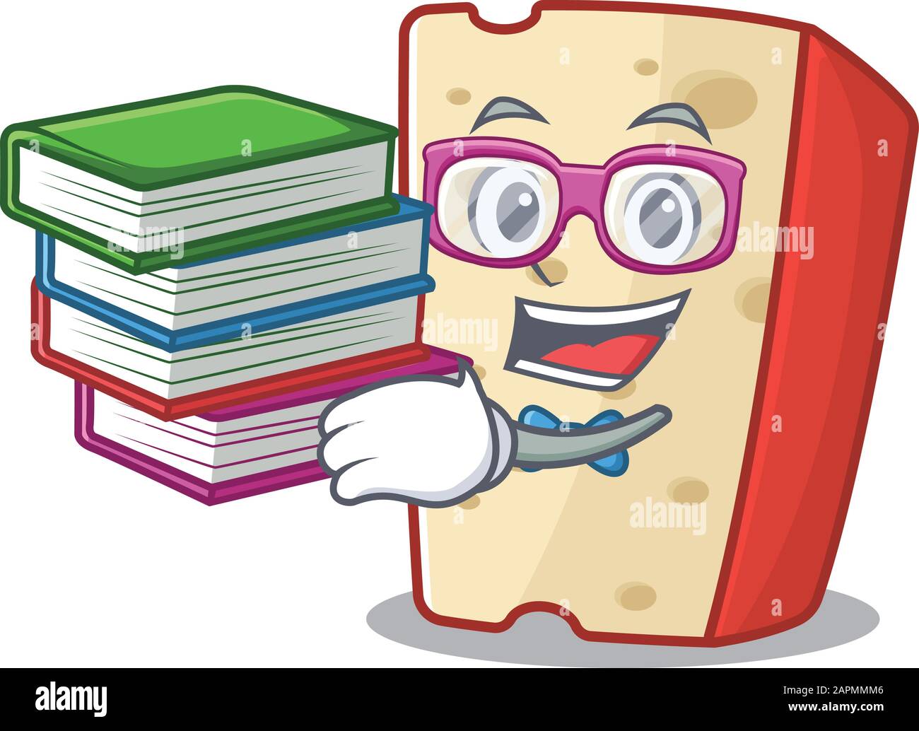 Cool and clever Student dutch cheese mascot cartoon with book Stock ...