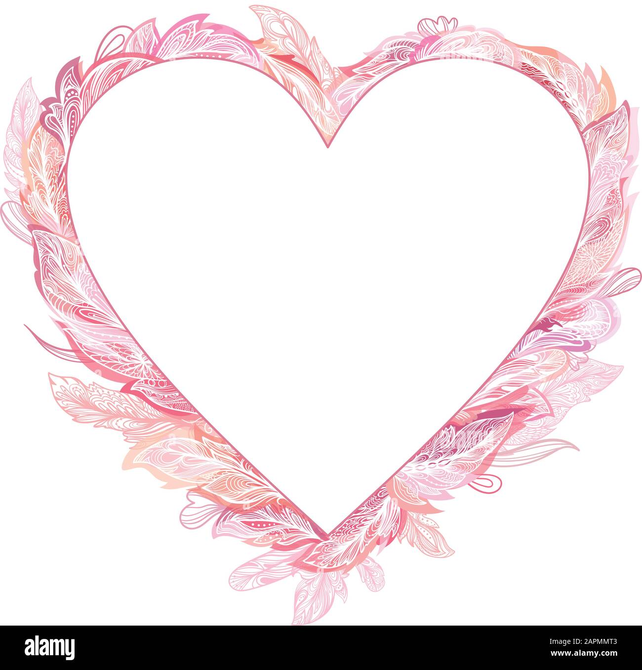 Pink Romantic Boho Tender Heart Vector Frame Stock Vector Image & Art ...