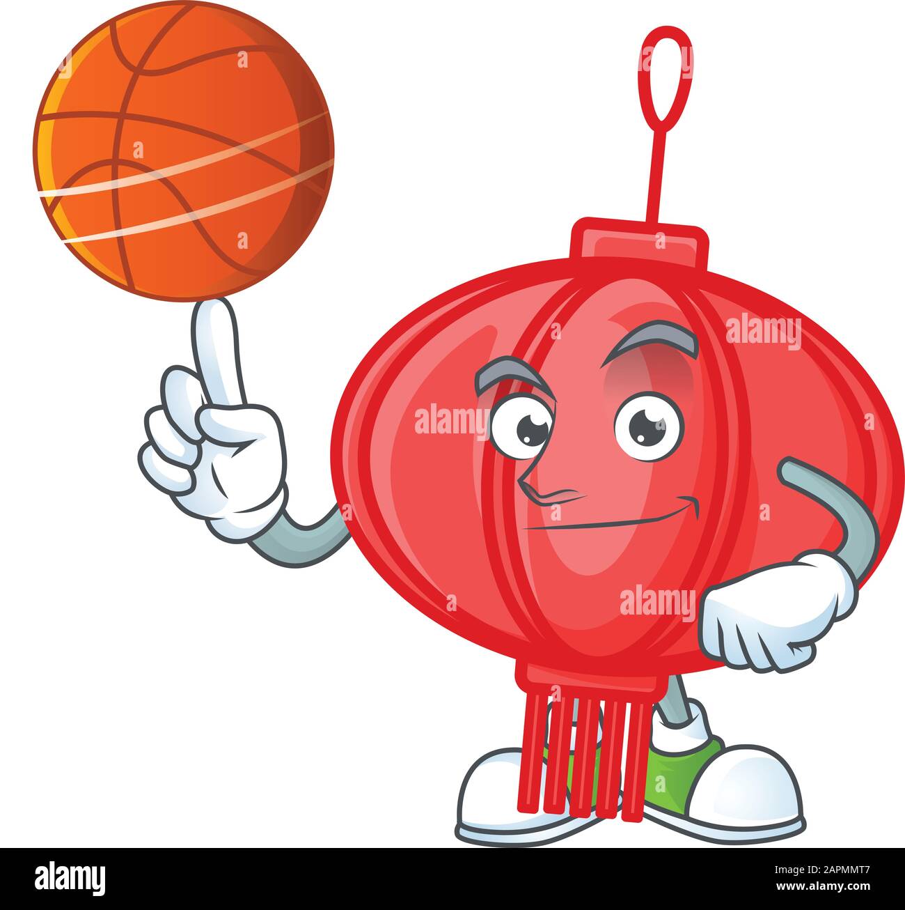 a Healthy chinese lampion cartoon character playing basketball Stock ...