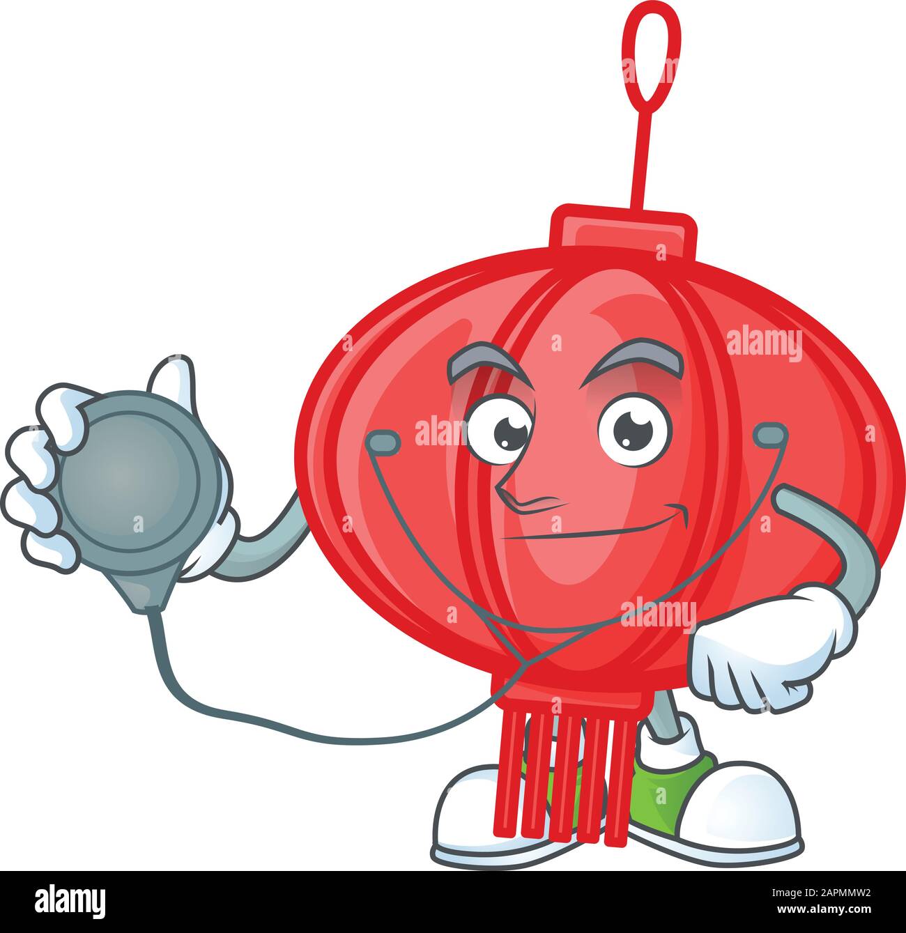 Chinese lampion cartoon character style in a Doctor costume with tools ...