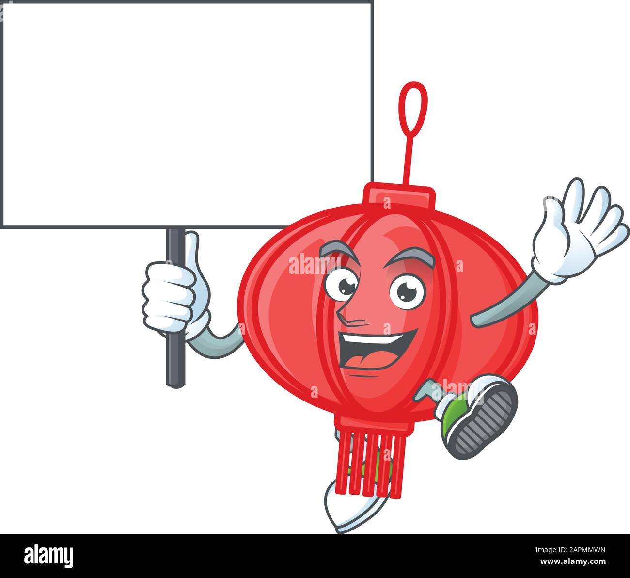 An icon of chinese lampion cartoon character style bring board Stock ...
