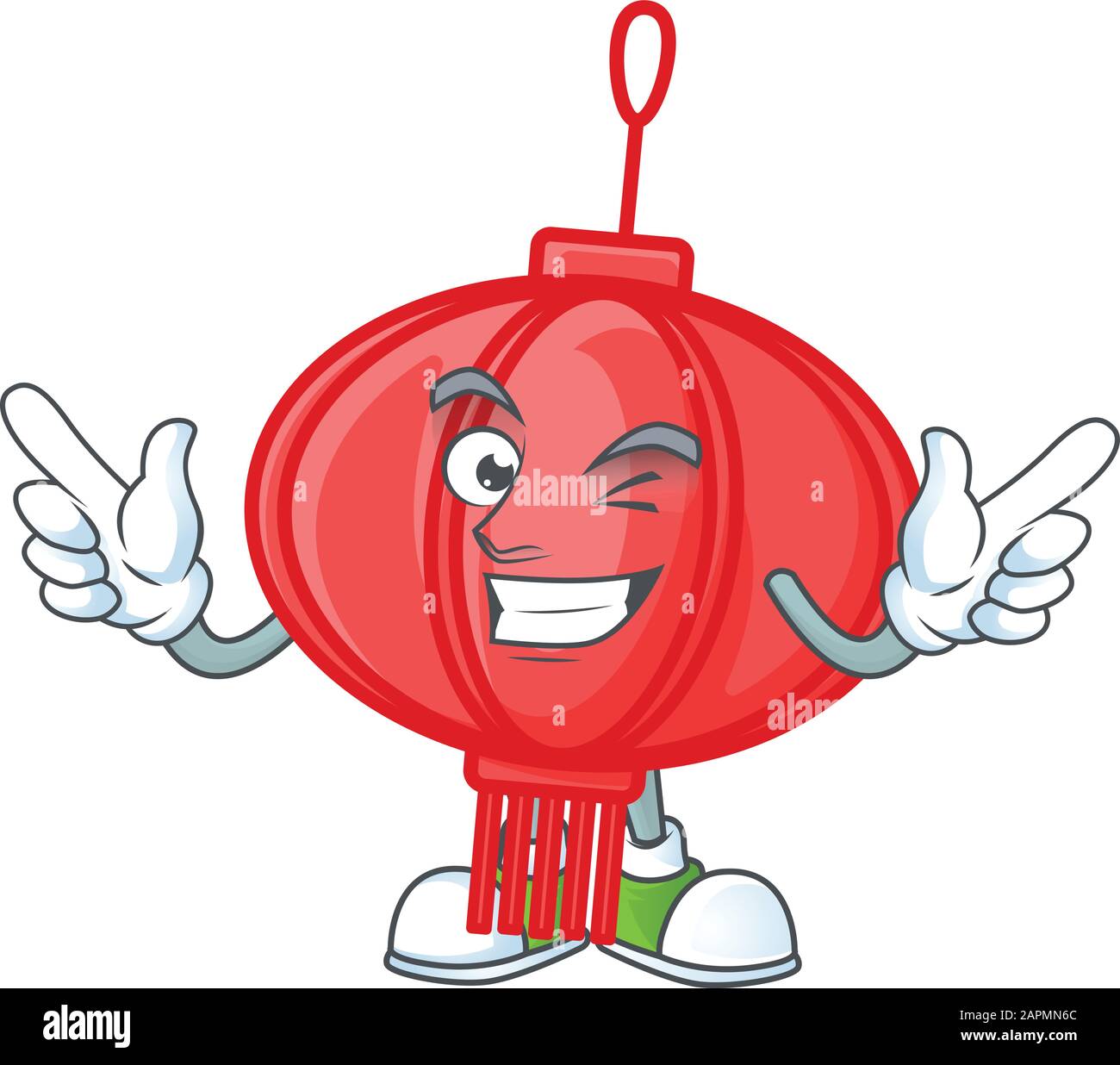 Funny face chinese lampion cartoon character style with Wink eye Stock ...
