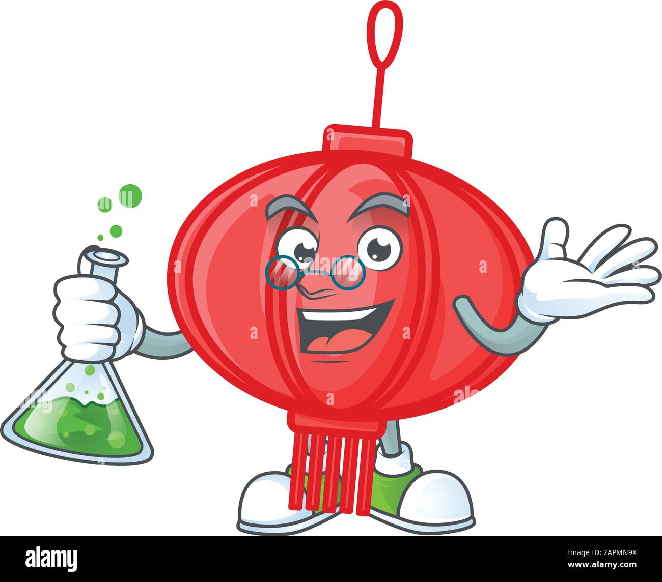 Smart Professor chinese lampion cartoon character with glass tube Stock ...
