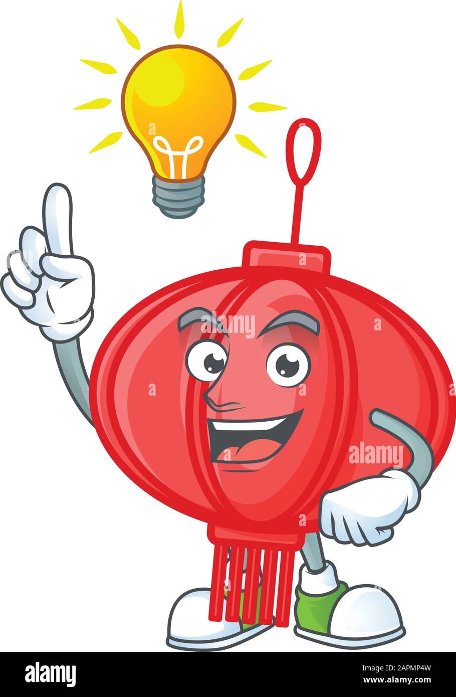 Have an idea gesture of chinese lampion cartoon character design Stock ...