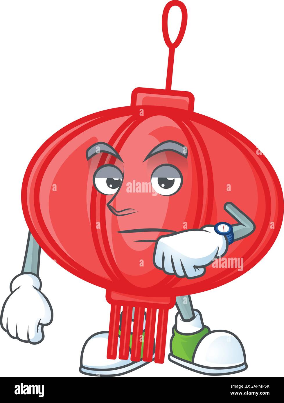 cartoon character design of chinese lampion on a waiting gesture Stock ...