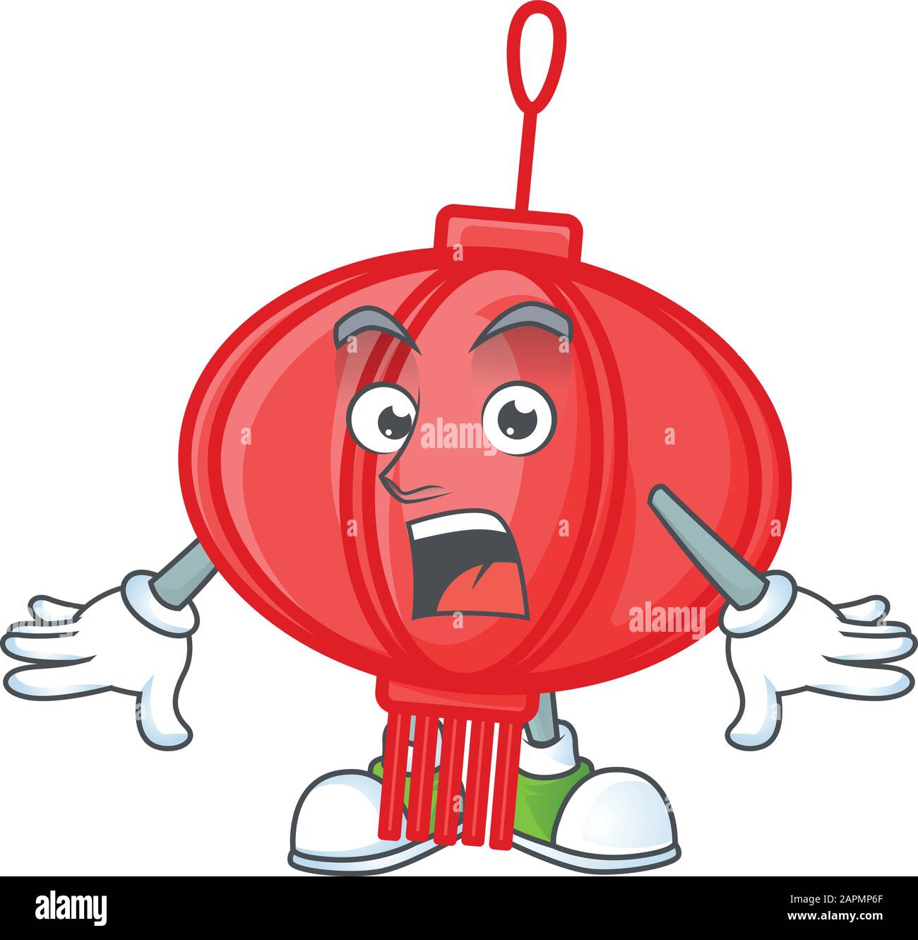 Chinese lampion cartoon character design on a surprised gesture Stock ...