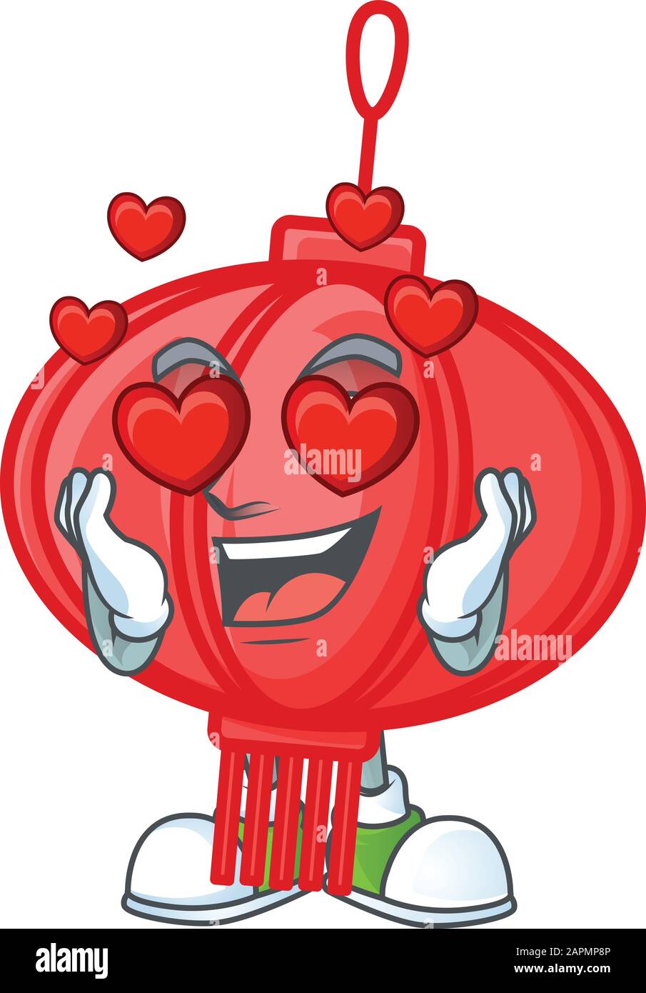 falling in love cute chinese lampion cartoon character design Stock ...