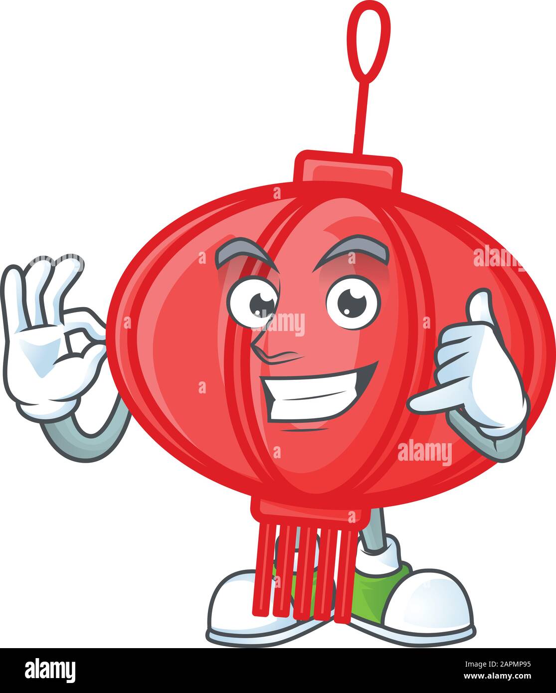 Call me funny chinese lampion mascot picture style Stock Vector Image ...