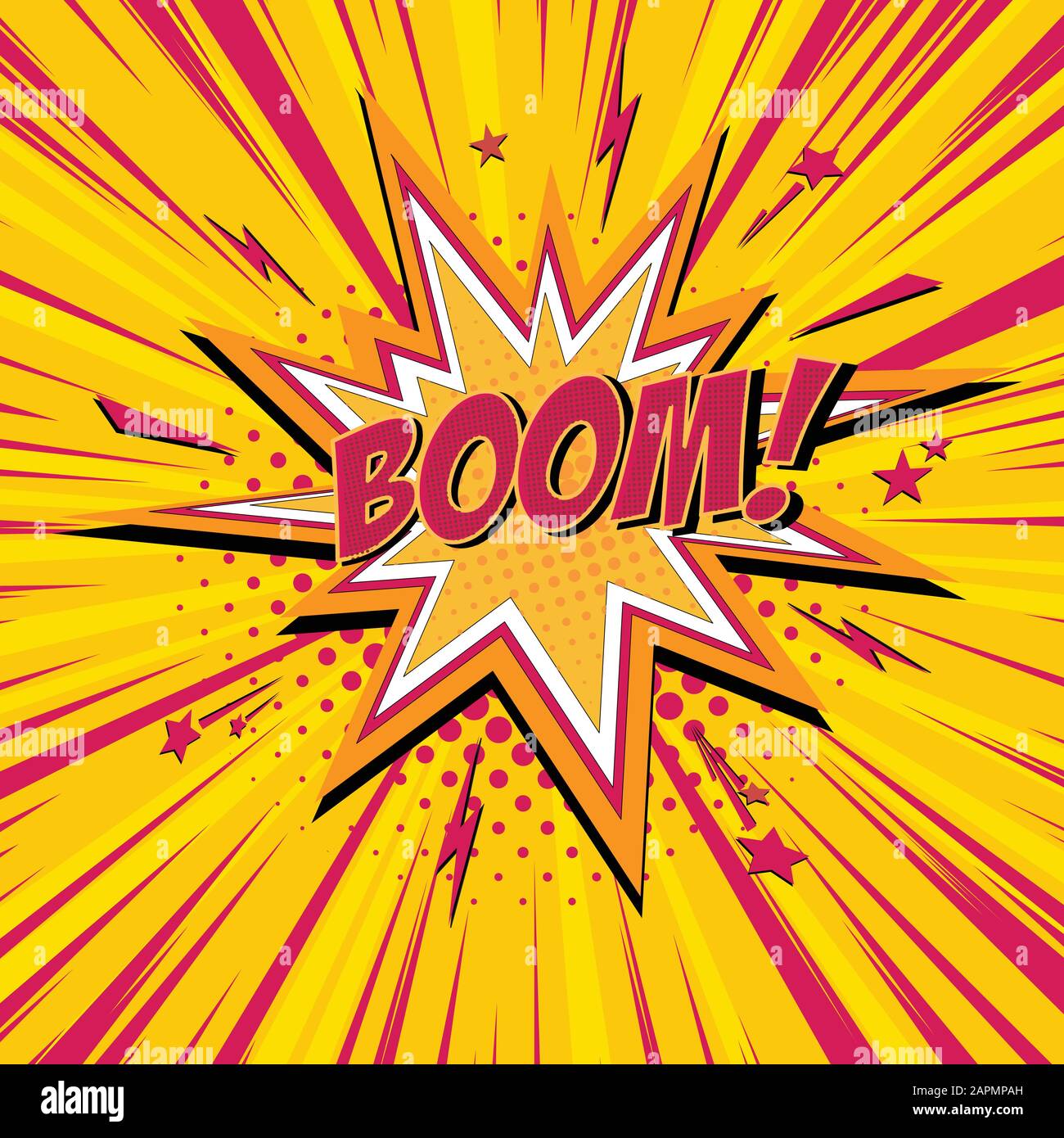 Boom comic book explosion and speech bubble. Vector cartoon ...