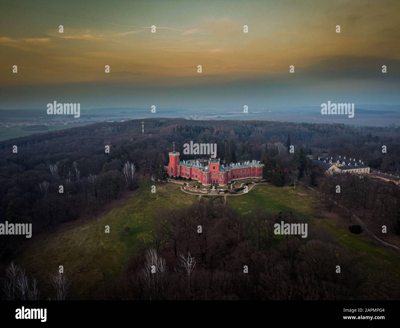 Hradek at Nechanice is a neo-Gothic chateau building situated on a ...