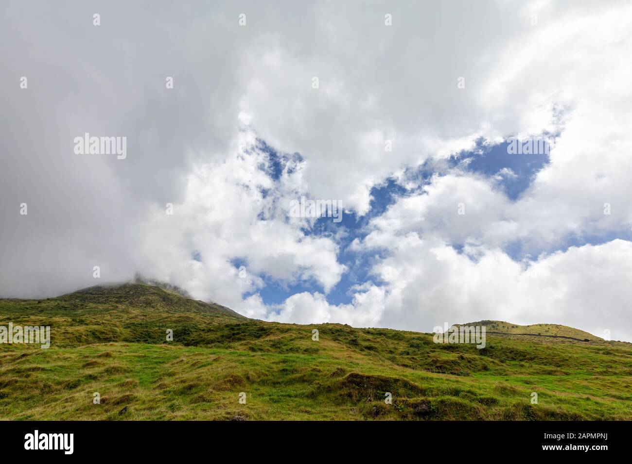 Mount Pico summit cloudscape on Pico island in the Azores, Portugal ...