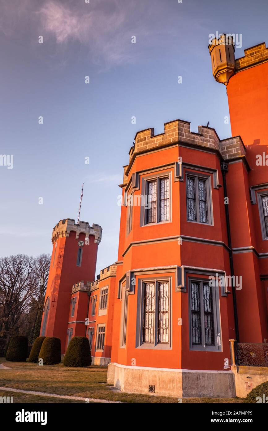 Hradek at Nechanice is a neo-Gothic chateau building situated on a ...