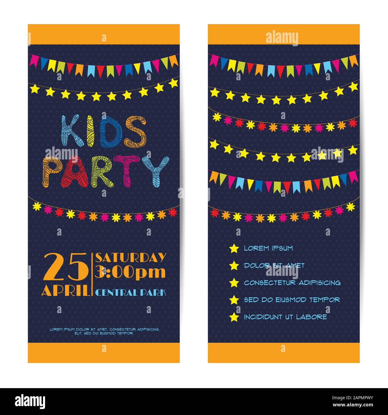 Vector banners, invitation cards set. Kids party Stock Vector Image ...