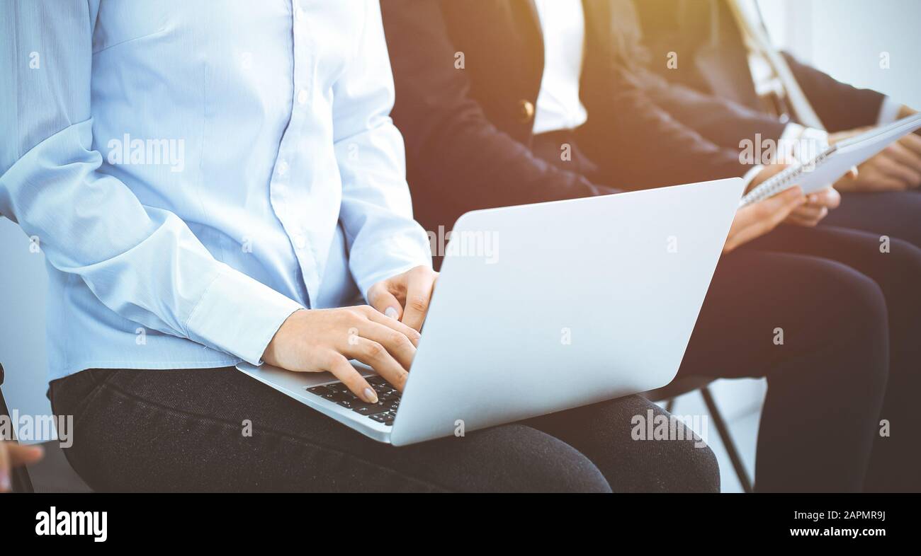 Diverse female colleagues typing hi-res stock photography and images ...