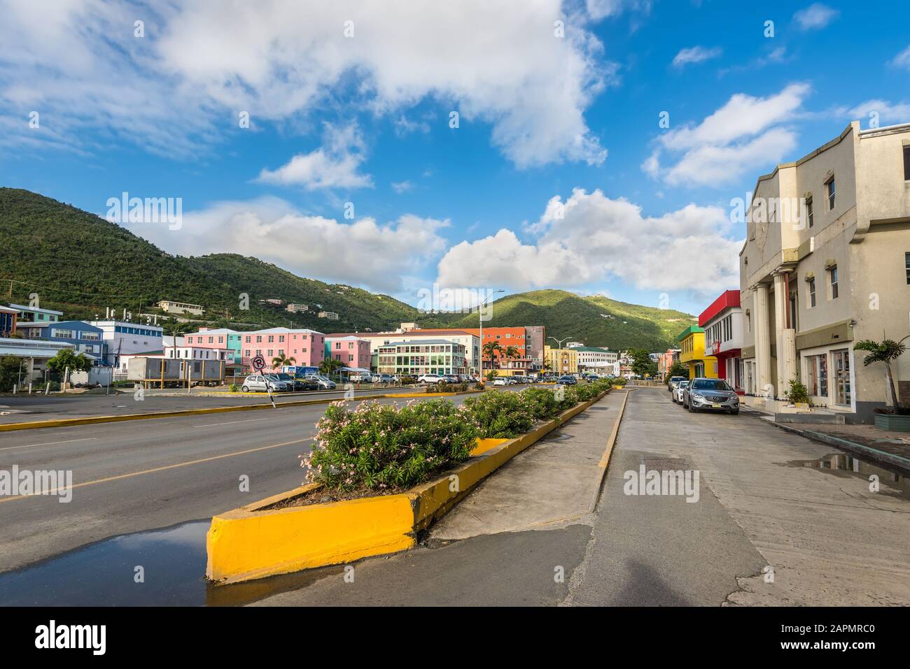 Road Town, British Virgin Islands - December 16, 2018: Street view of ...
