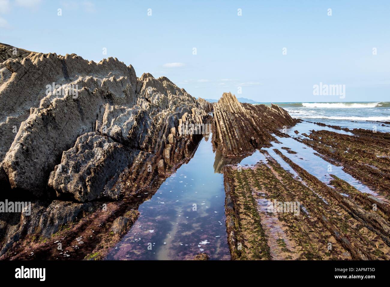 The Itzurum Flysch in Zumaia - Basque Country. Flysch is a sequence of ...