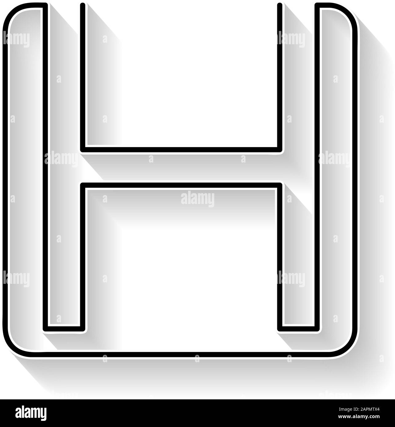 Vector initial letter H. Sign made with black line Stock Vector Image ...