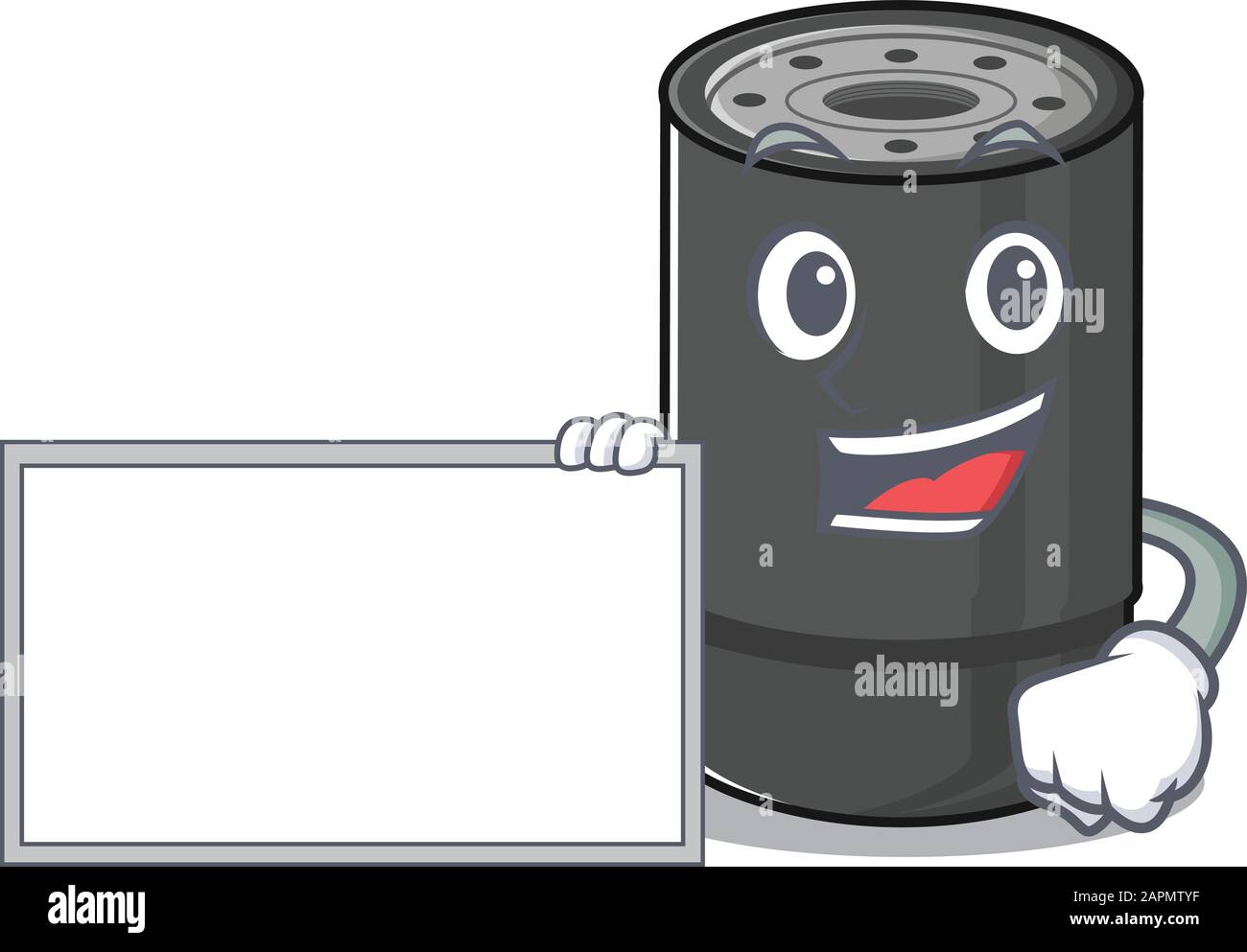 Funny oil filter cartoon character design style with board Stock Vector ...