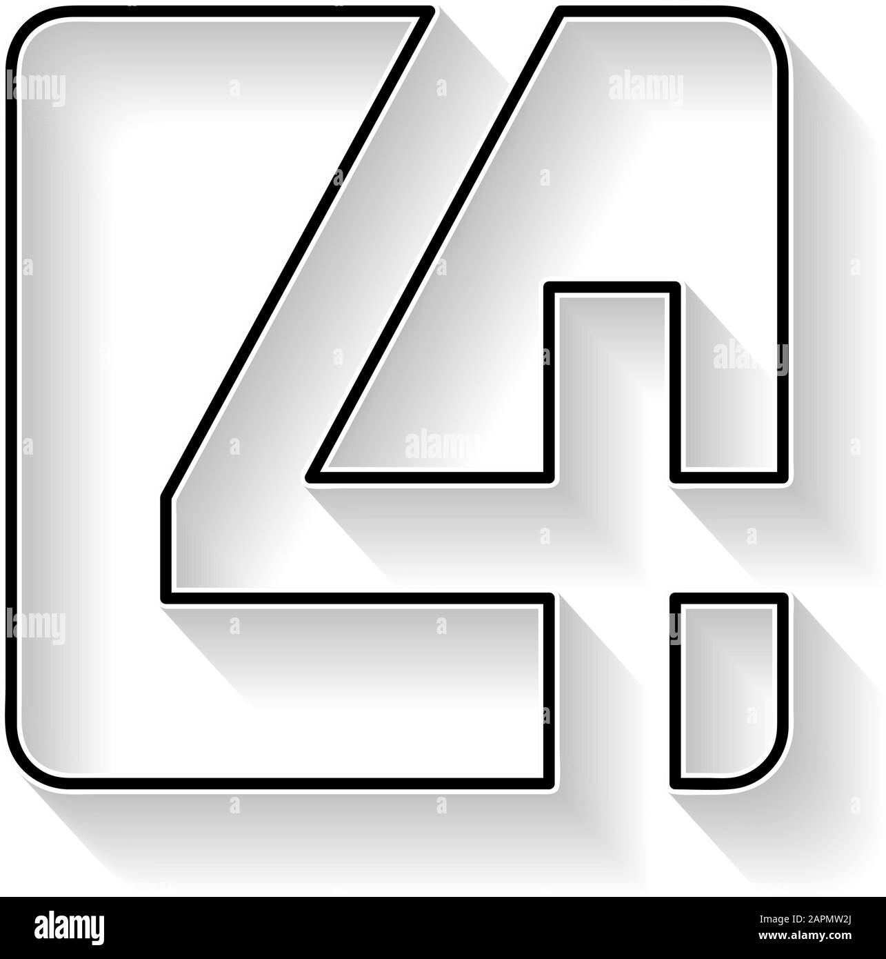 Vector number 4. Sign made with black line Stock Vector Image & Art - Alamy