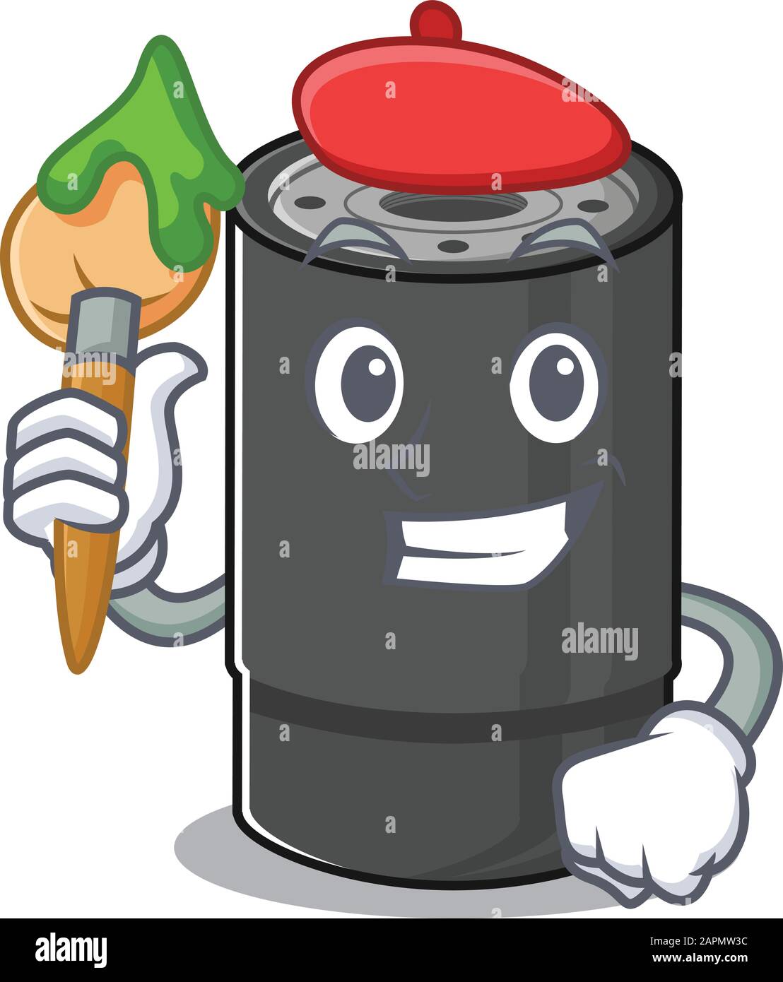 Cartoon character of oil filter Artist with a brush Stock Vector Image ...