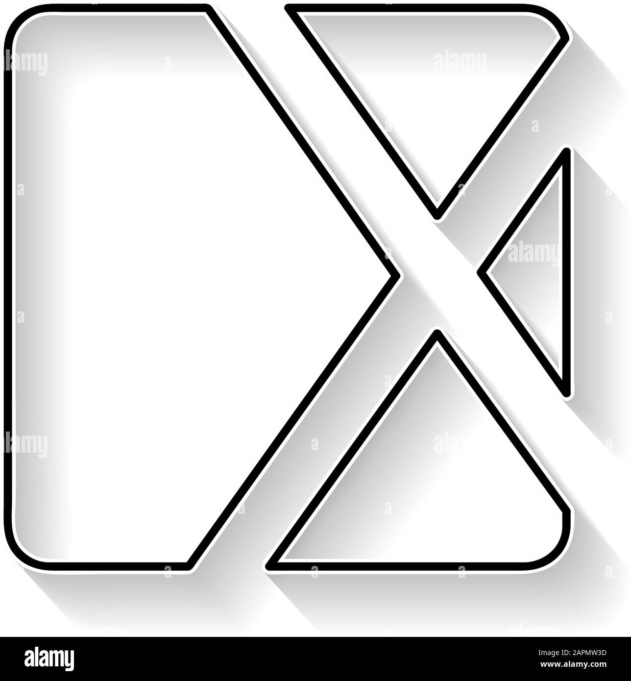 Vector initial letter X. Sign made with black line Stock Vector Image ...