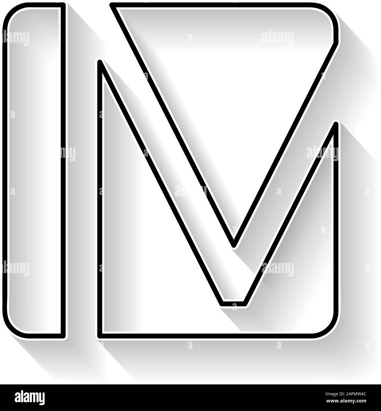 Vector initial letter M. Sign made with black line Stock Vector Image ...