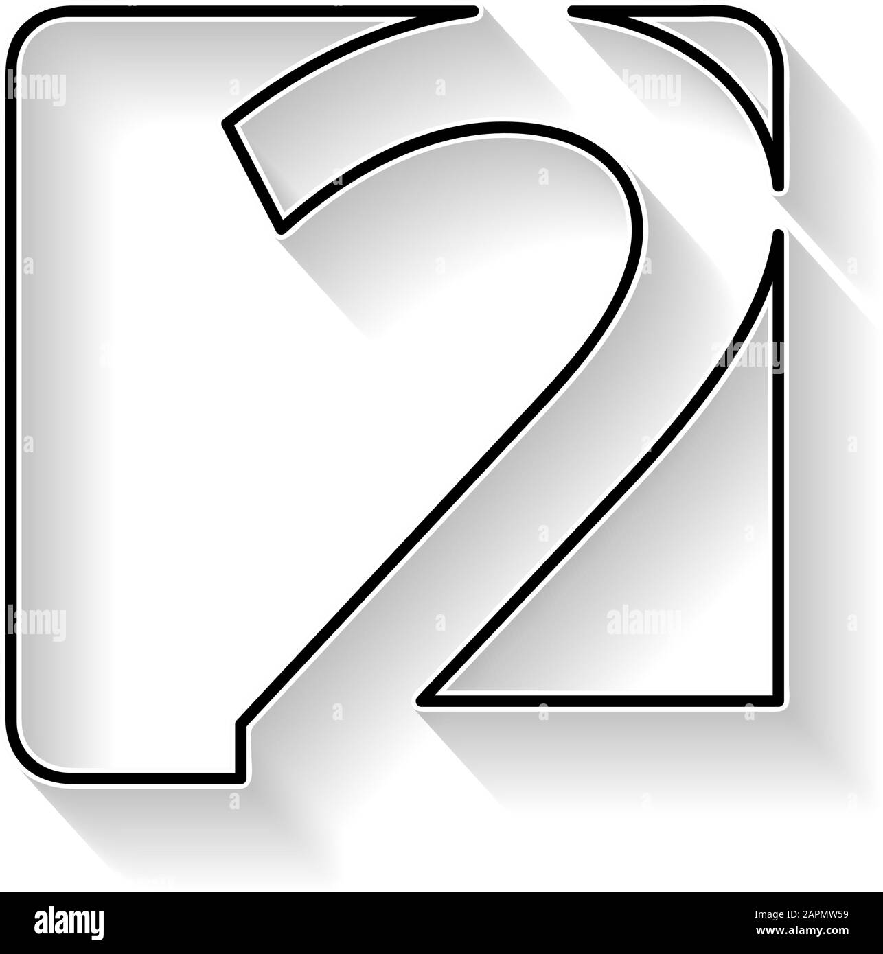 Vector number 2. Sign made with black line Stock Vector Image & Art - Alamy