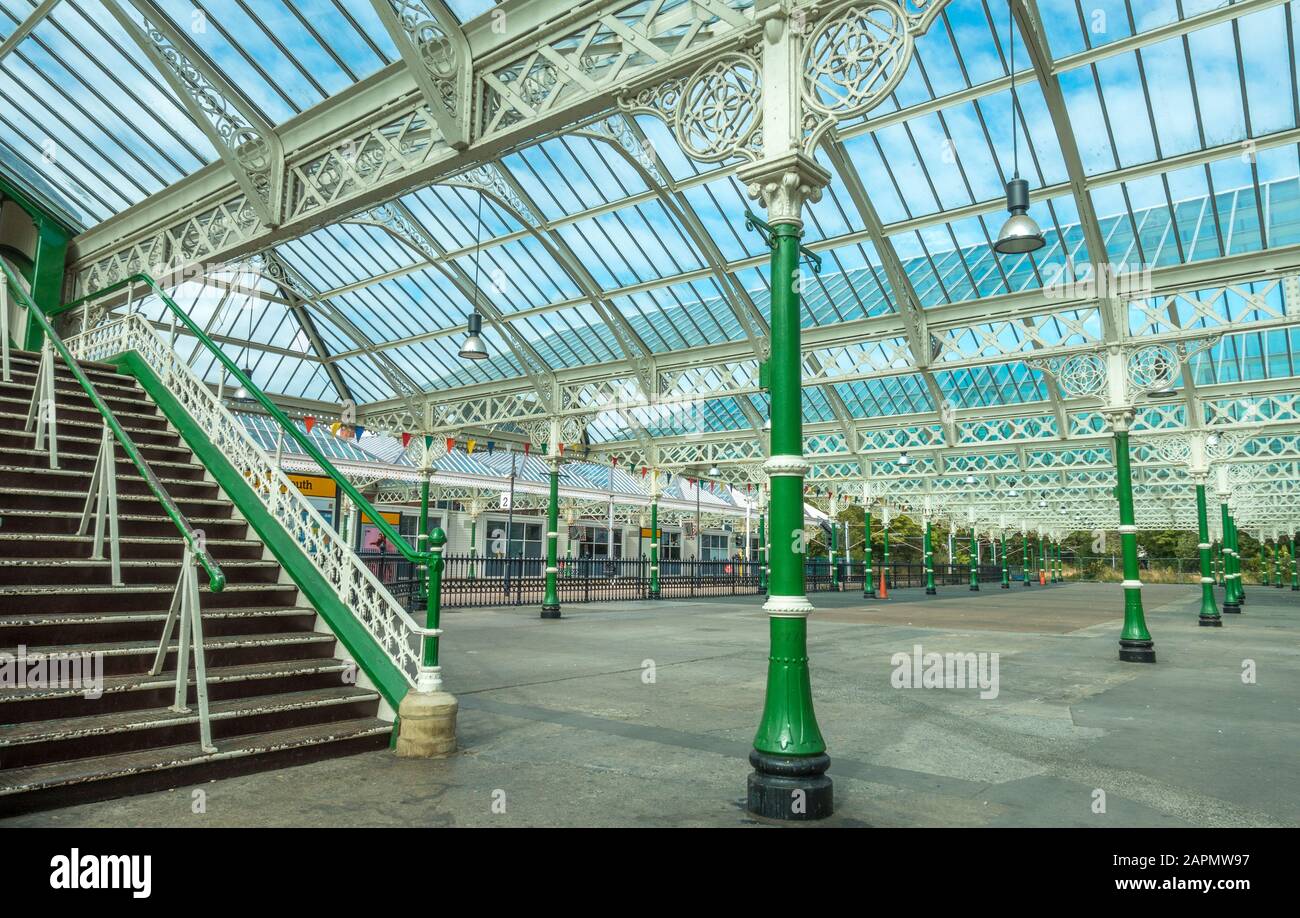 Historic architecture with no people around at Tynemouth Metro Station ...