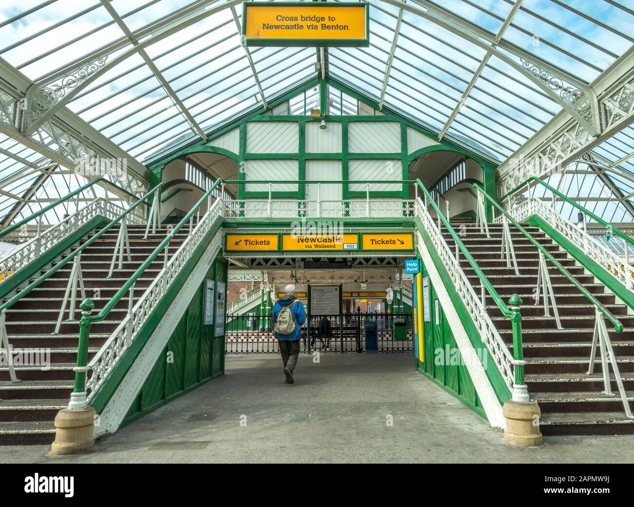 Staircase and platform at Tynemouth Metro Station, a Grade II listed ...