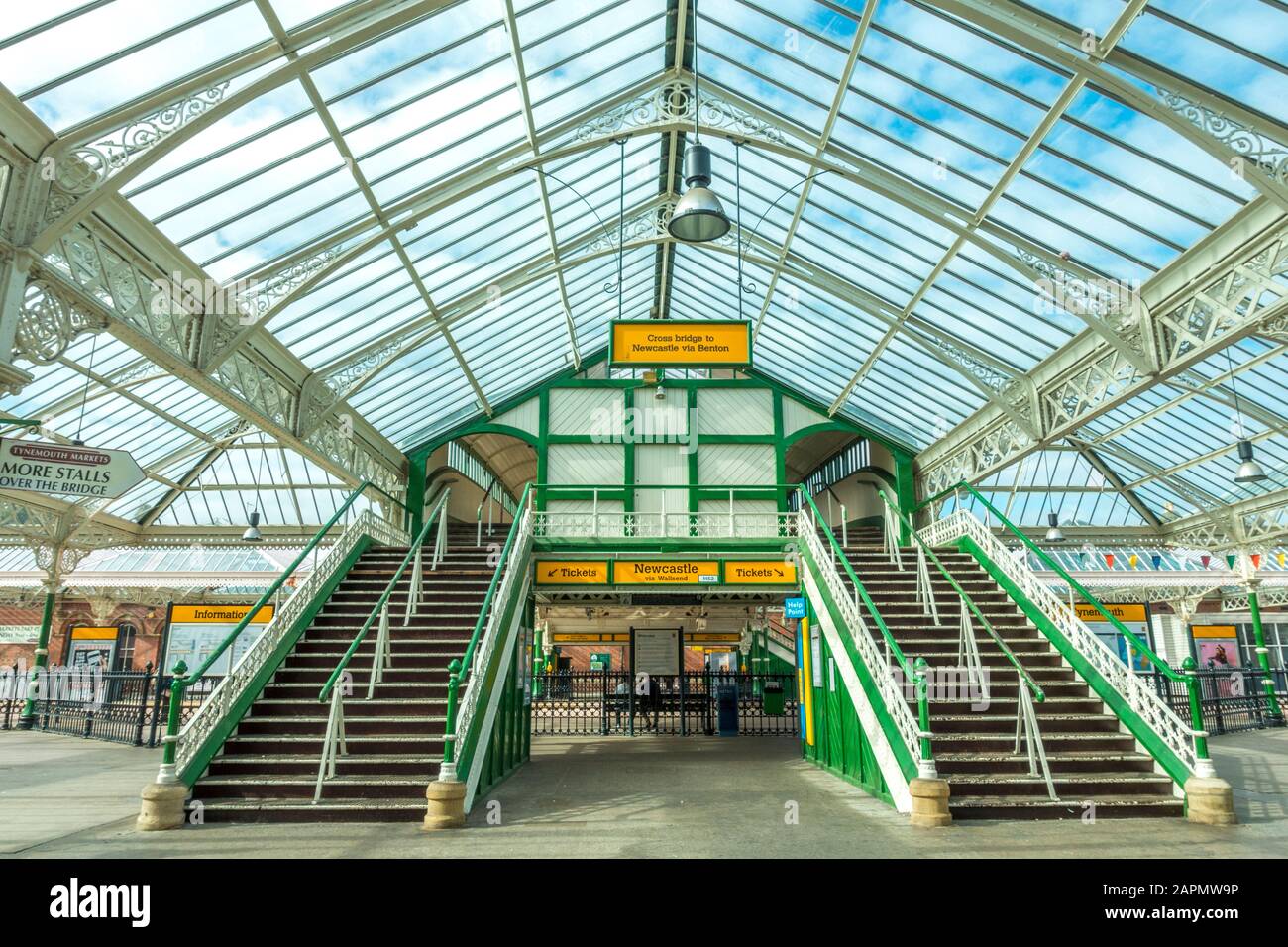 Staircase and platform at Tynemouth Metro Station, a Grade II listed ...