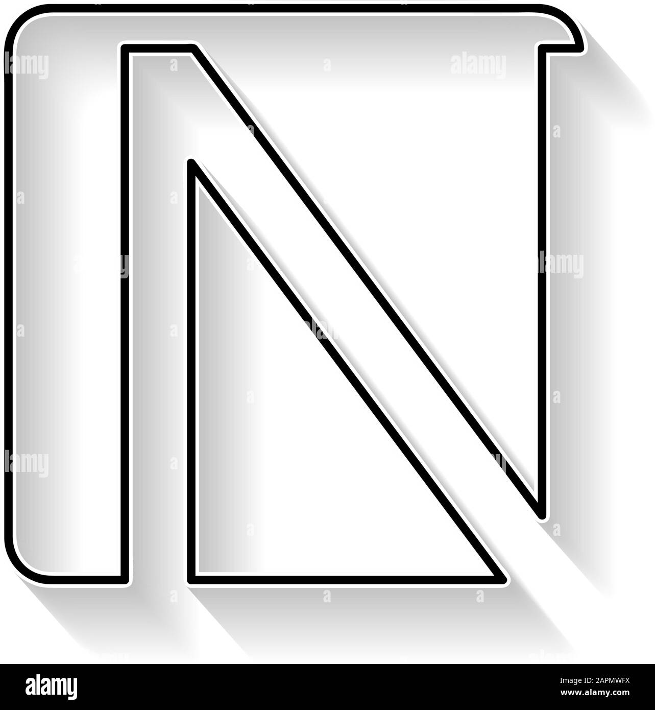Vector initial letter N. Sign made with black line Stock Vector Image ...