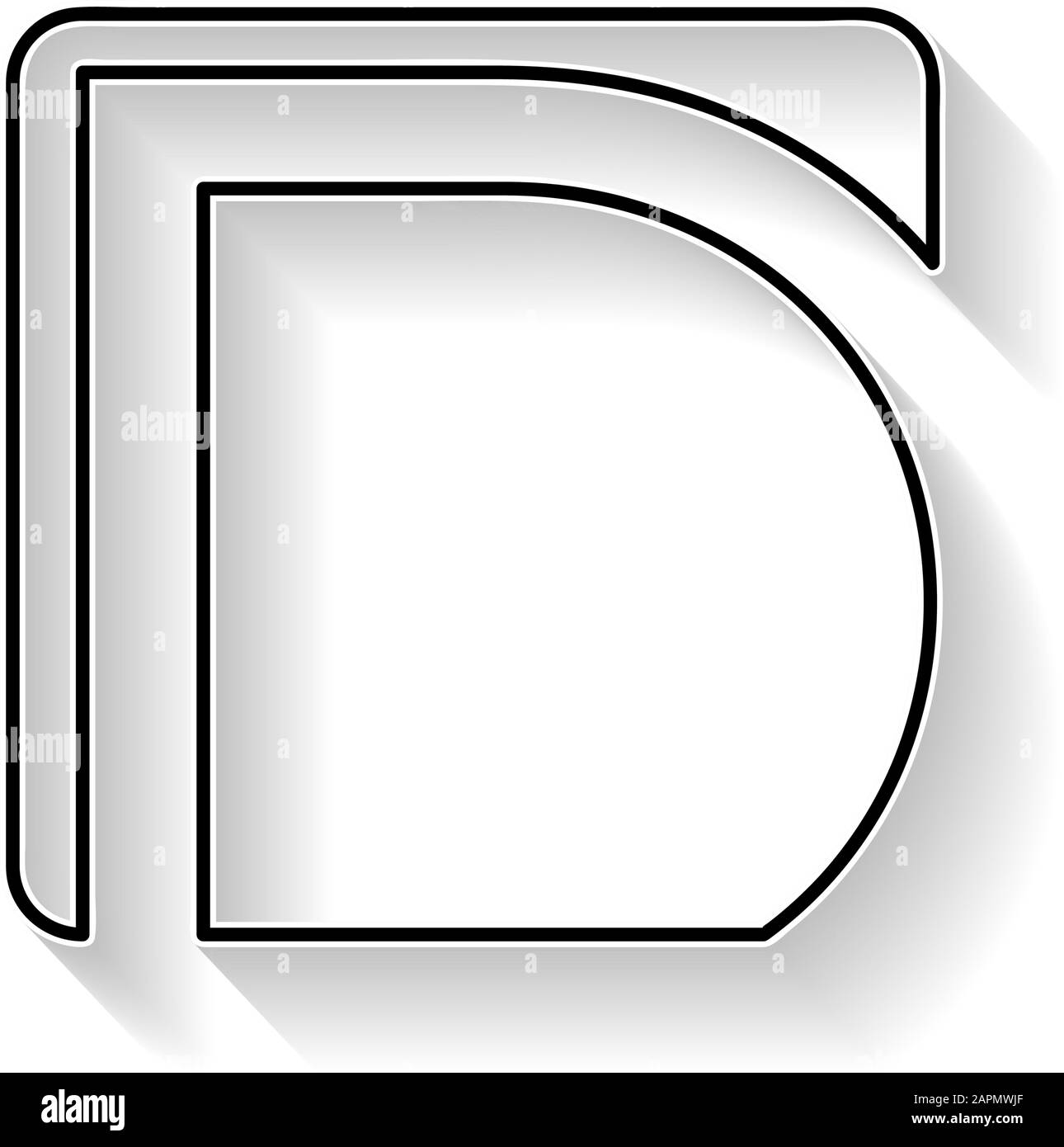 Vector initial letter D. Sign made with black line Stock Vector Image ...